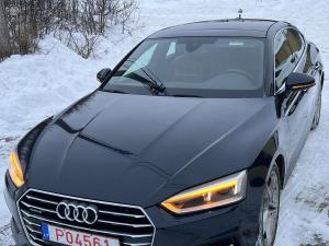 Blue Audi A5 Sportback 2018 in Vilnius, with an engine capacity of 1.98 L and mileage of 211 thousand km for 18300 €, photo 3 on AUTOMOTO.COM.LV