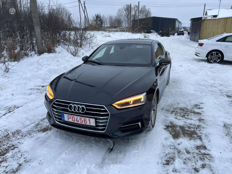 Blue Audi A5 Sportback 2018 in Vilnius, with an engine capacity of 1.98 L and mileage of 211 thousand km for 18300 €, photo 5 on AUTOMOTO.COM.LV