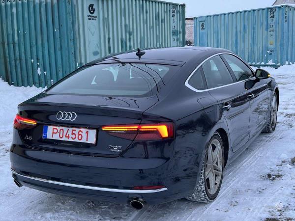 Blue Audi A5 Sportback 2018 in Vilnius, with an engine capacity of 1.98 L and mileage of 211 thousand km for 18300 €, photo 9 on AUTOMOTO.COM.LV