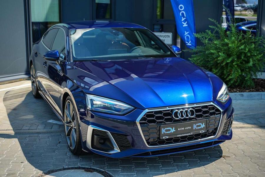 Blue Audi A5 Sportback 2021 in Kaunas, with an engine capacity of 1.97 L and mileage of 156 thousand km for 21750 €, photo 3 on AUTOMOTO.COM.LV
