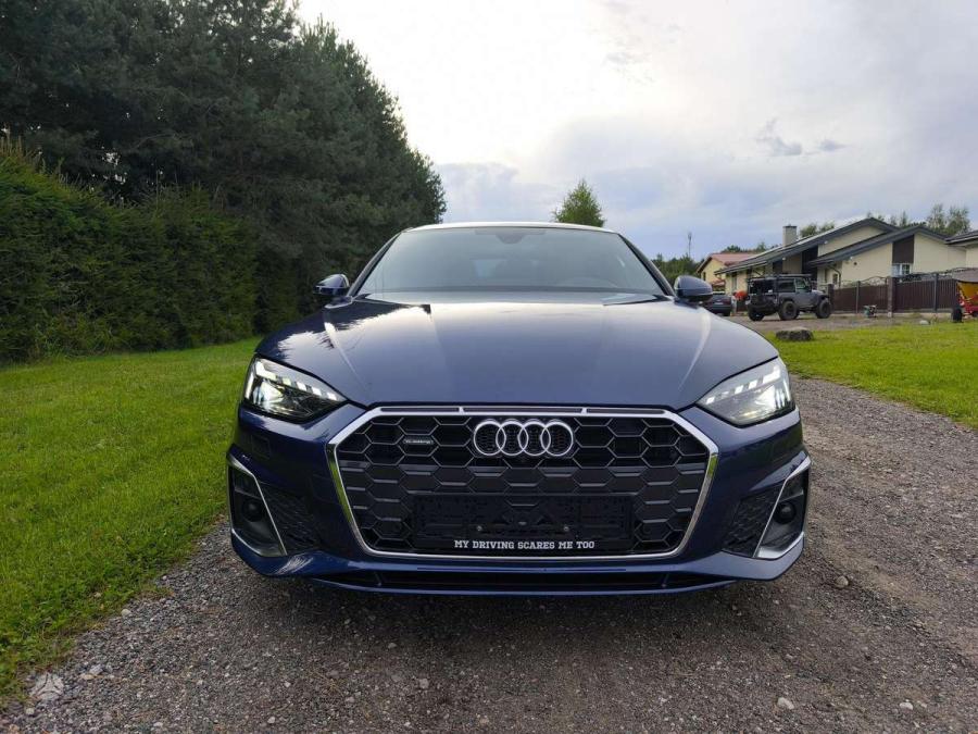 Синий Ауди A5 Sportback 2024 в Вильнюс, объемом двигателя 1.98 л и пробегом 8 тыс. км за 37500 €, фото 1 на AUTOMOTO.COM.LV