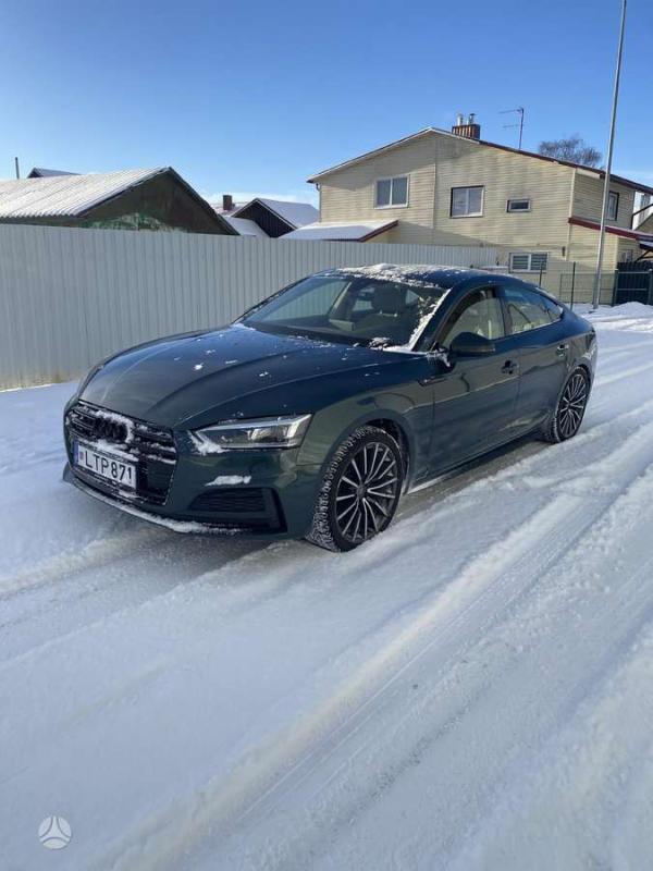 Green Audi A5 Sportback 2019 in Panevezys, with an engine capacity of 1.98 L and mileage of 108 thousand km for 22800 €, photo 1 on AUTOMOTO.COM.LV