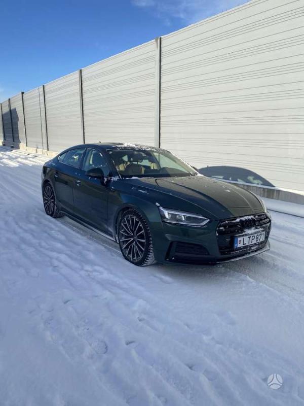 Green Audi A5 Sportback 2019 in Panevezys, with an engine capacity of 1.98 L and mileage of 108 thousand km for 22800 €, photo 2 on AUTOMOTO.COM.LV