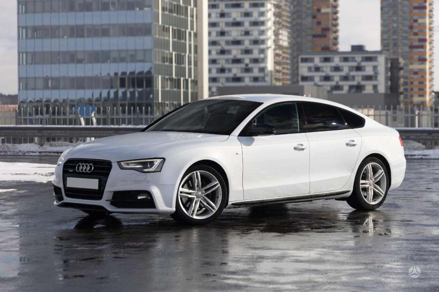 Pelēks Audi A5 Sportback 2015 Viļņa, ar dzinēja tilpumu 3.00 L un nobraukumu 275 tūkst. km par 11900 €, foto 1 vietnē AUTOMOTO.COM.LV