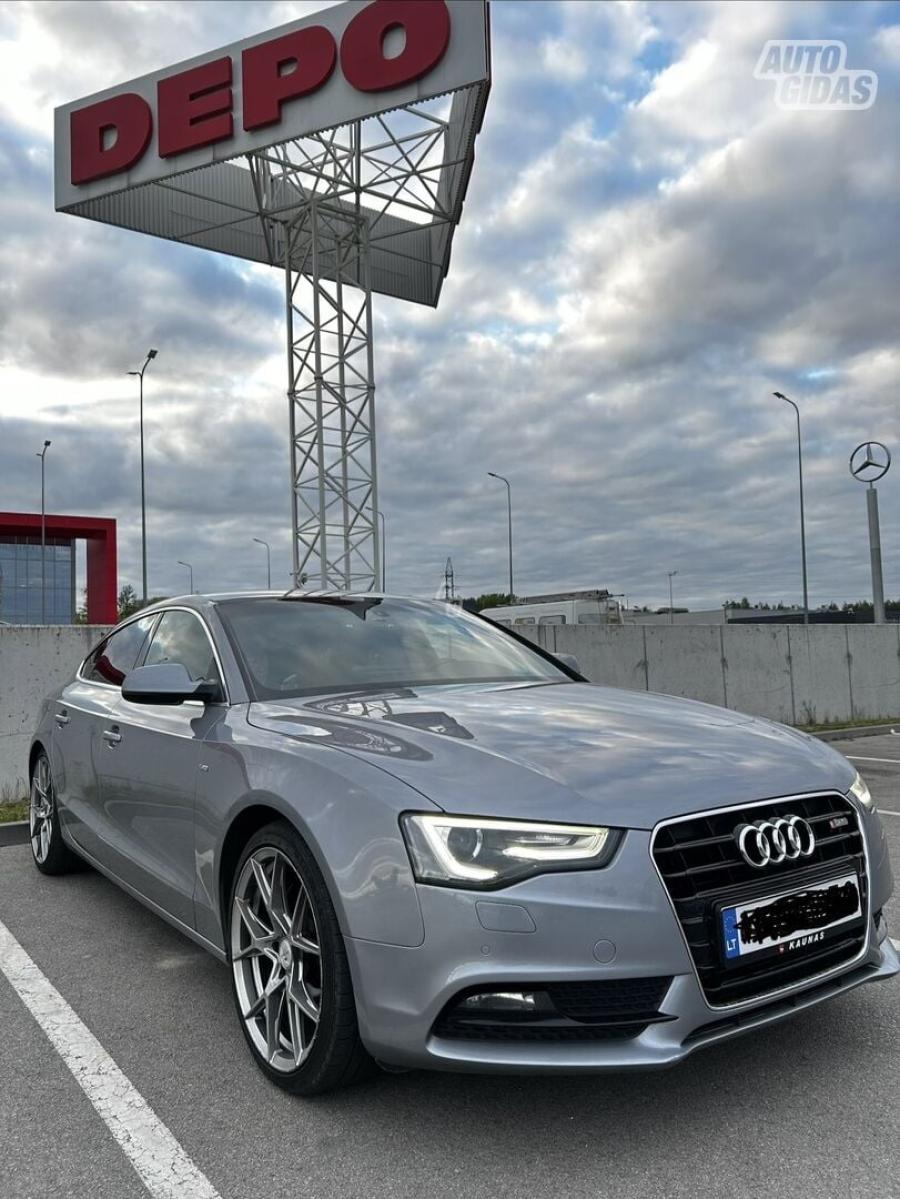 Pelēks Audi A5 Sportback 2014 Kauņa, ar dzinēja tilpumu 3.00 L un nobraukumu 246 tūkst. km par 13850 €, foto 1 vietnē AUTOMOTO.COM.LV