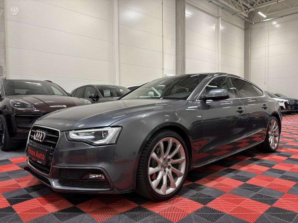 Grey Audi A5 Sportback 2014 in Vilnius, with an engine capacity of 1.96 L and mileage of 233 thousand km for 7990 €, photo 1 on AUTOMOTO.COM.LV