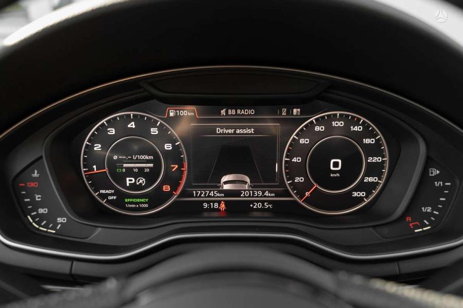 Grey Audi A5 Sportback 2019 in Vilnius, with an engine capacity of 2.00 L and mileage of 173 thousand km for 28900 €, photo 15 on AUTOMOTO.COM.LV
