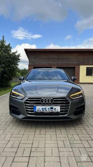 Grey Audi A5 Sportback 2019 in Vilnius, with an engine capacity of 1.98 L and mileage of 84 thousand km for 23500 €, photo  on AUTOMOTO.COM.LV