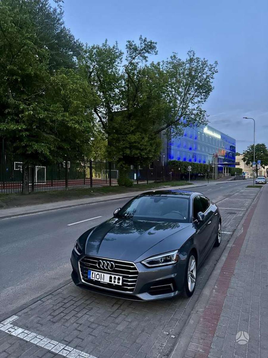 Pelēks Audi A5 Sportback 2019 Viļņa, ar dzinēja tilpumu 1.98 L un nobraukumu 84 tūkst. km par 23500 €, foto 3 vietnē AUTOMOTO.COM.LV