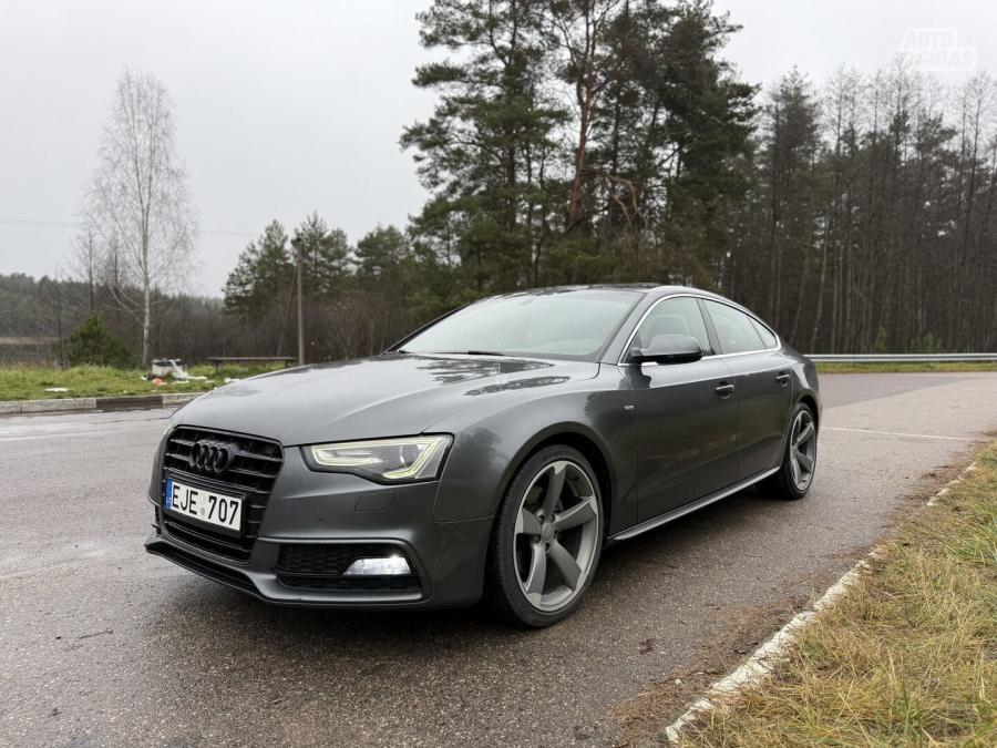 Grey Audi A5 Sportback 2015 in Vilnius, with an engine capacity of 2.00 L and mileage of 348 thousand km for 11999 €, photo 4 on AUTOMOTO.COM.LV