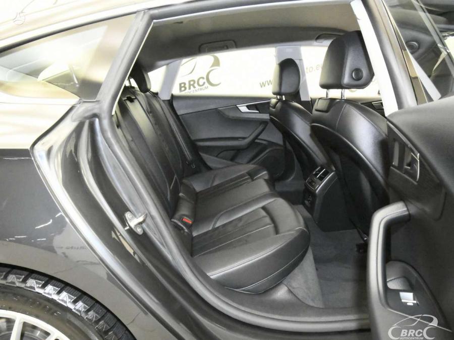 Grey Audi A5 Sportback 2018 in Vilnius, with an engine capacity of 1.98 L and mileage of 48 thousand km for 19900 €, photo 11 on AUTOMOTO.COM.LV