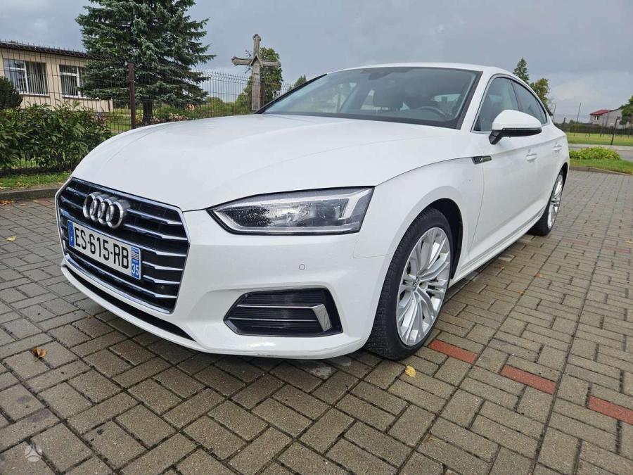 White Audi A5 Sportback 2017 in Taurage, with an engine capacity of 1.98 L and mileage of 186 thousand km for 16850 €, photo 1 on AUTOMOTO.COM.LV