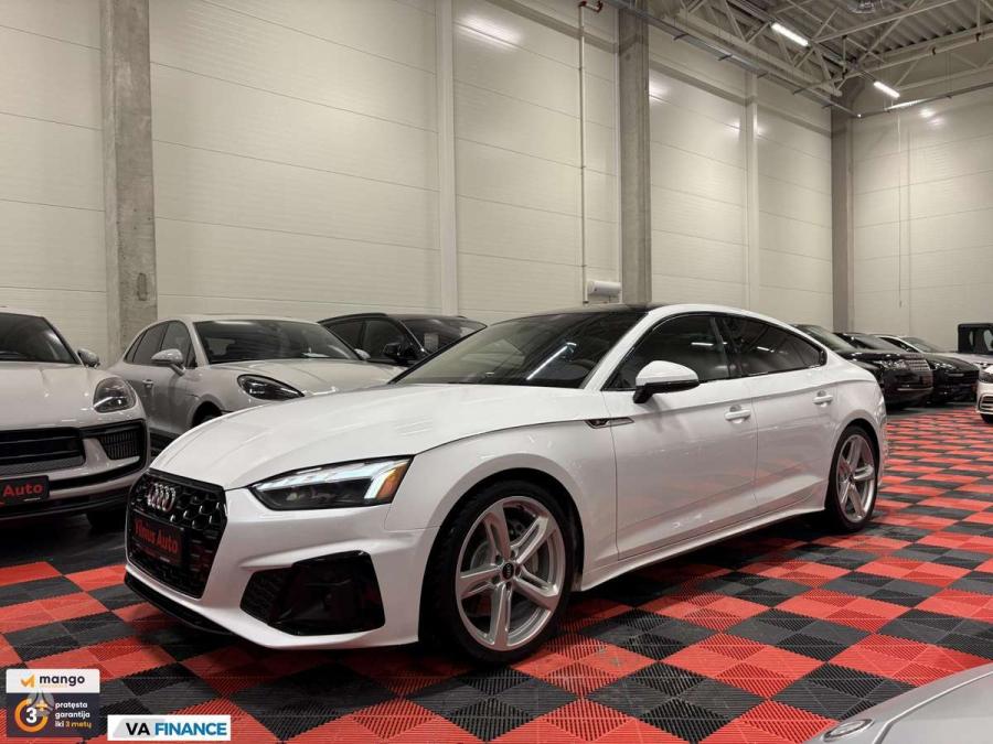 White Audi A5 Sportback 2020 in Vilnius, with an engine capacity of 1.98 L and mileage of 91 thousand km for 29990 €, photo 1 on AUTOMOTO.COM.LV