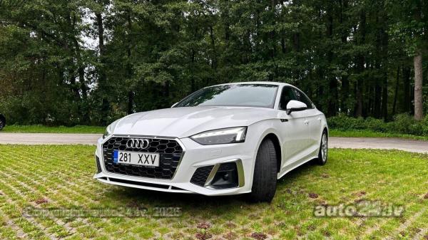 White Audi A5 2021 in Tallinn, with an engine capacity of 2.00 L and mileage of 66 thousand km for 30900 €, photo 2 on AUTOMOTO.COM.LV