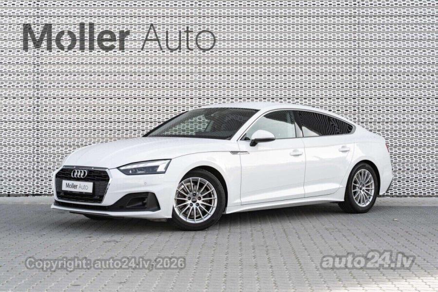 White Audi A5 2024 in Riga, with an engine capacity of 2.00 L and mileage of 17 thousand km for 35765 €, photo 1 on AUTOMOTO.COM.LV