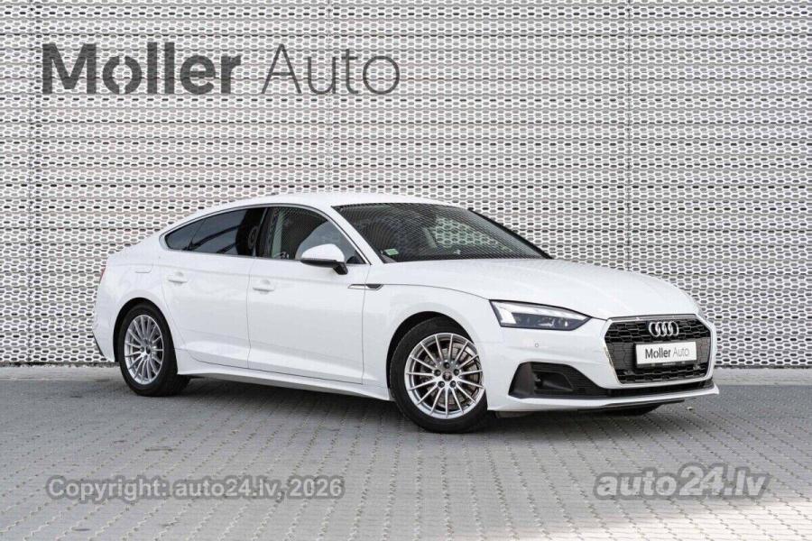 White Audi A5 2024 in Riga, with an engine capacity of 2.00 L and mileage of 17 thousand km for 35765 €, photo 2 on AUTOMOTO.COM.LV