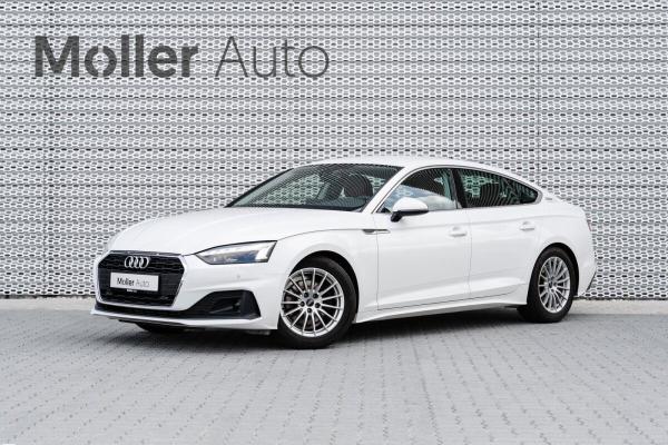 White Audi A5 2024 in Marupe, with an engine capacity of 2.00 L and mileage of 28 thousand km for 32200 €, photo 1 on AUTOMOTO.COM.LV