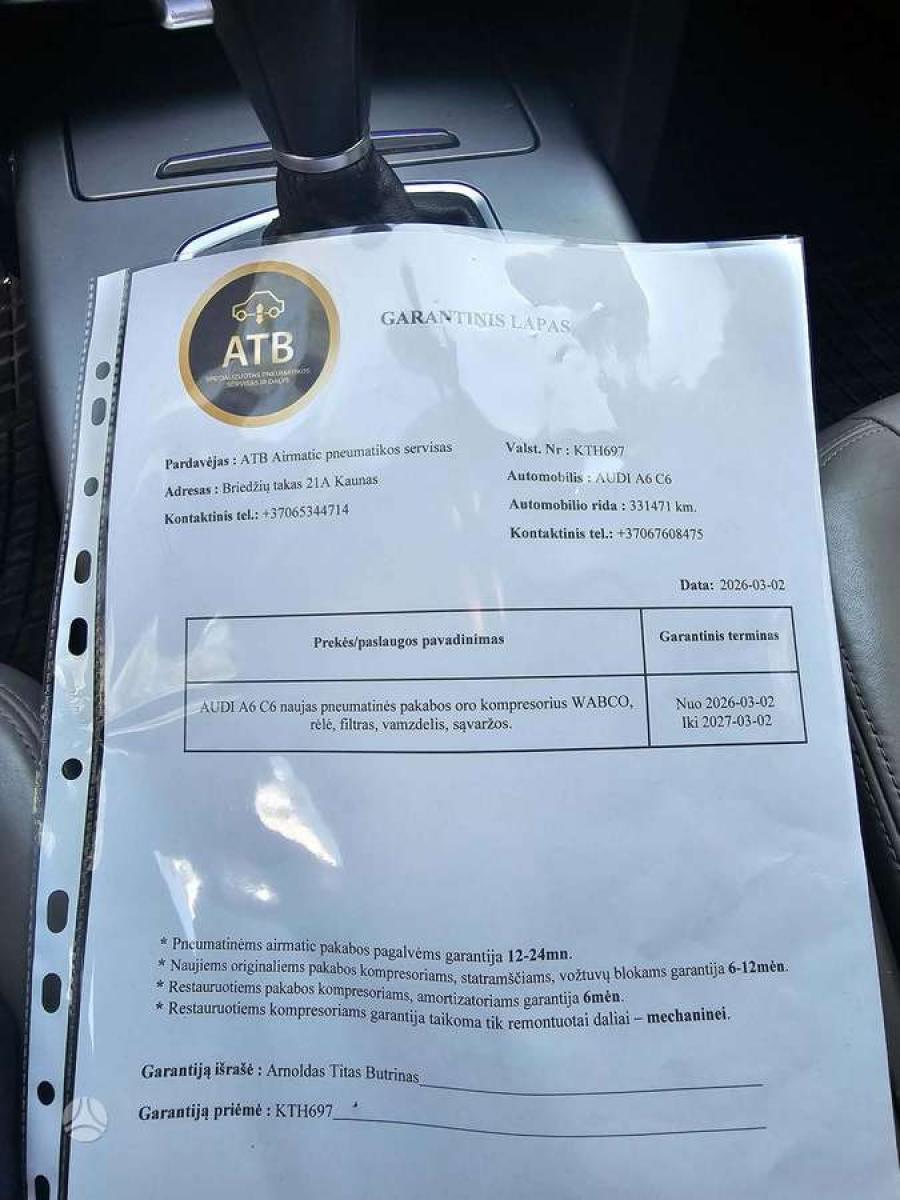 Melns Audi A6 Allroad 2006 Kauņa, ar dzinēja tilpumu 2.97 L un nobraukumu 324 tūkst. km par 2500 €, foto 13 vietnē AUTOMOTO.COM.LV
