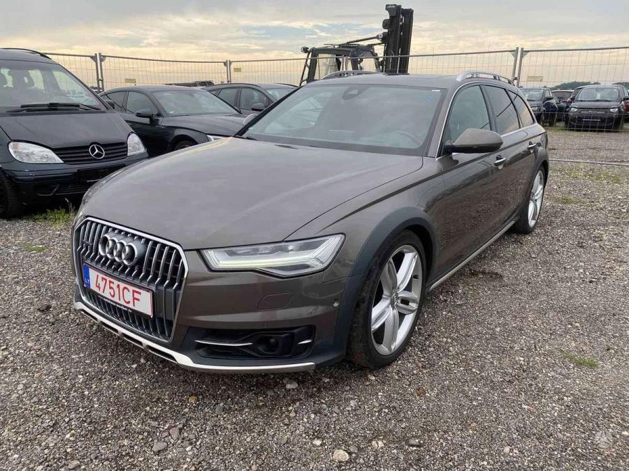Brown Audi A6 Allroad 2017 in Vilnius, with an engine capacity of 2.97 L and mileage of 345 thousand km for 14050 €, photo 1 on AUTOMOTO.COM.LV