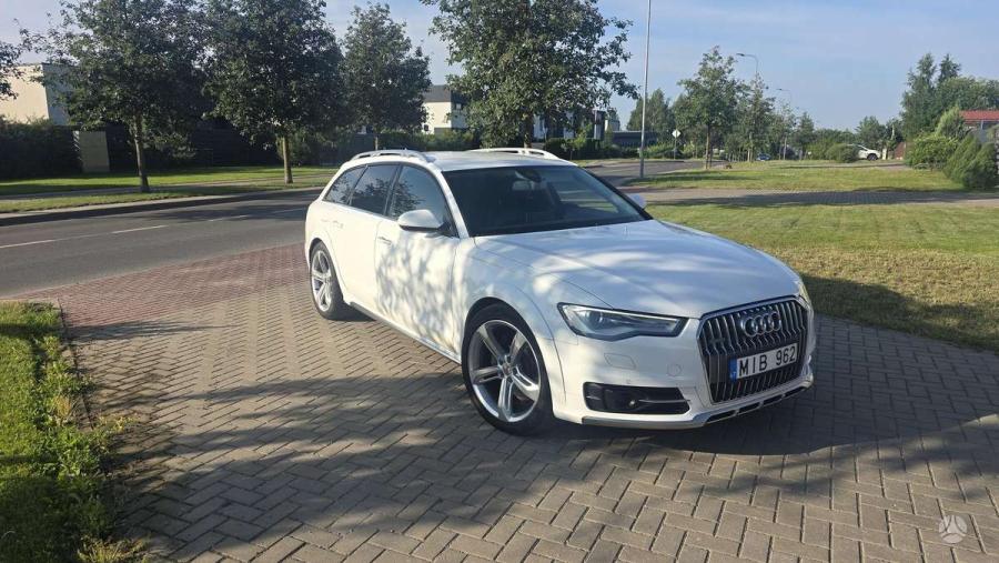 White Audi A6 Allroad 2015 in Vilnius, with an engine capacity of 2.97 L and mileage of 335 thousand km for 13700 €, photo 1 on AUTOMOTO.COM.LV