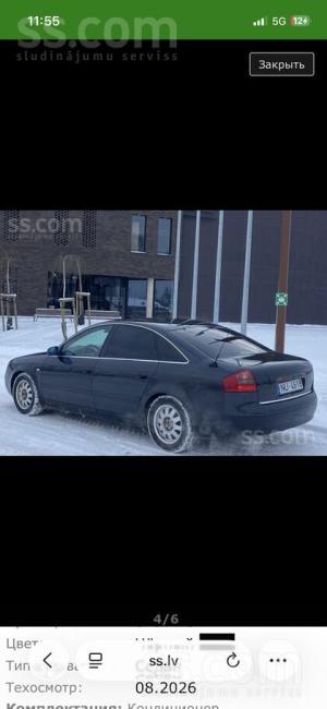 Melns Audi A6 1998 Rīga, ar dzinēja tilpumu 2.40 L un nobraukumu 329 tūkst. km par 1000 €, foto  vietnē AUTOMOTO.COM.LV