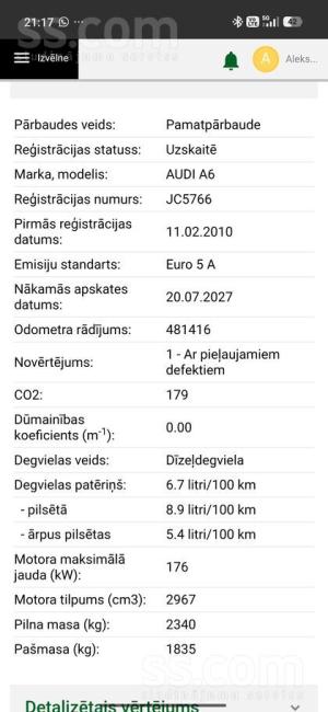 Melns Audi A6 2010 Bauska, ar dzinēja tilpumu 3.00 L un nobraukumu 478 tūkst. km par 5000 €, foto 10 vietnē AUTOMOTO.COM.LV