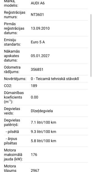 Black Audi A6 2010 in Riga, with an engine capacity of 3.00 L and mileage of 358 thousand km for 5490 €, photo 36 on AUTOMOTO.COM.LV