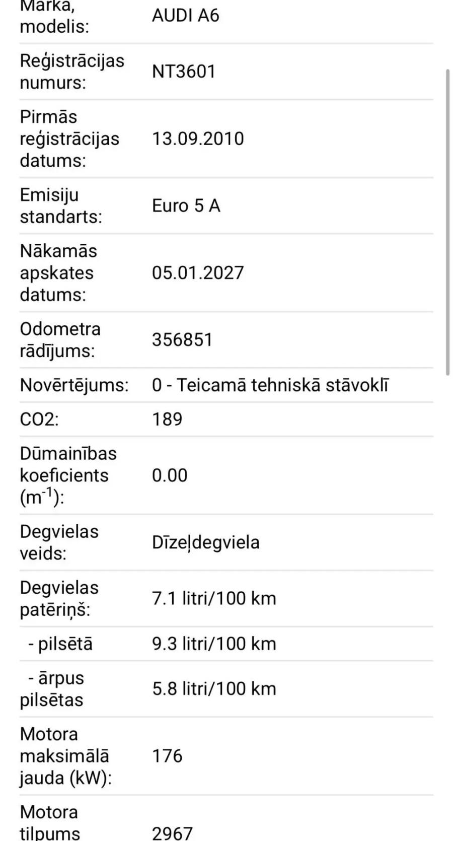 Black Audi A6 2010 in Riga, with an engine capacity of 3.00 L and mileage of 358 thousand km for 5490 €, photo 36 on AUTOMOTO.COM.LV