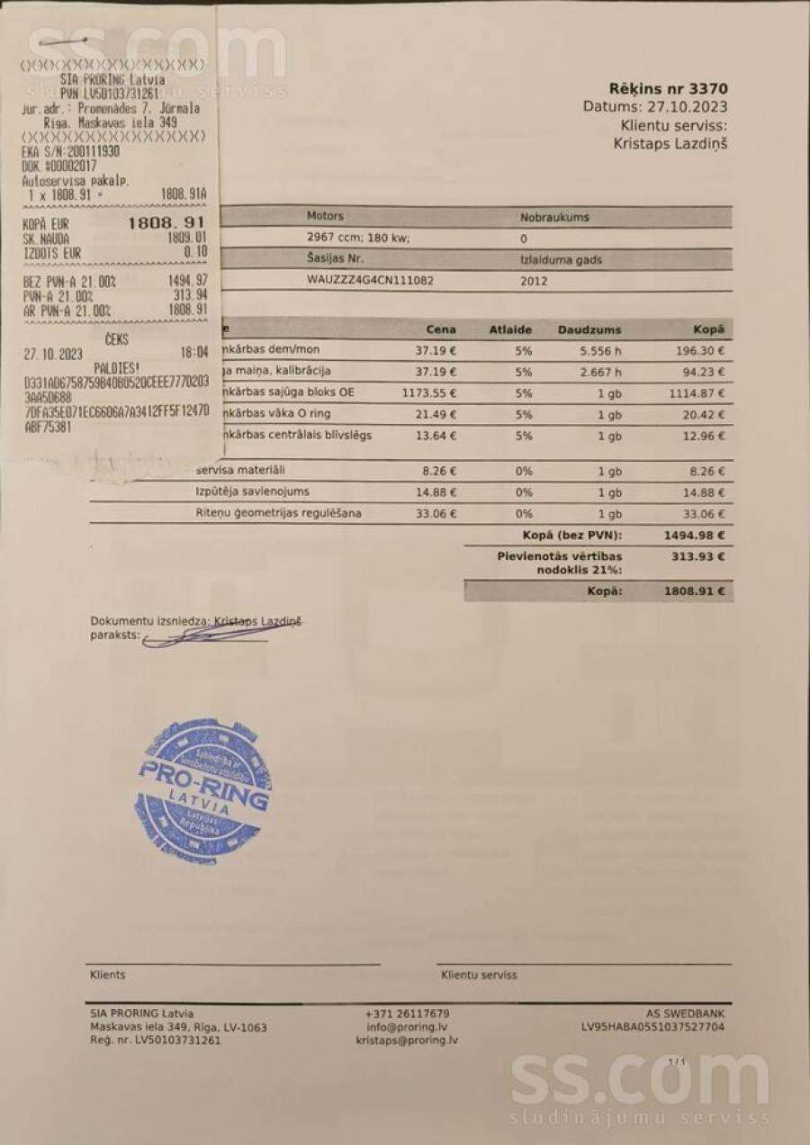 Melns Audi A6 2012 Rīga, ar dzinēja tilpumu 3.00 L un nobraukumu 287 tūkst. km par 9990 €, foto 18 vietnē AUTOMOTO.COM.LV