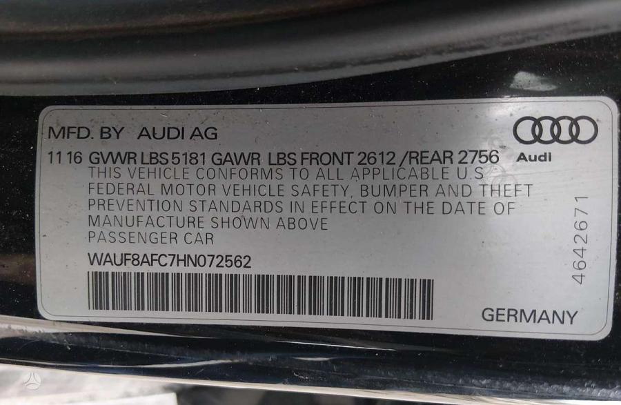Melns Audi A6 2017 Viļņa, ar dzinēja tilpumu 1.98 L un nobraukumu 336 tūkst. km par 5500 €, foto 21 vietnē AUTOMOTO.COM.LV