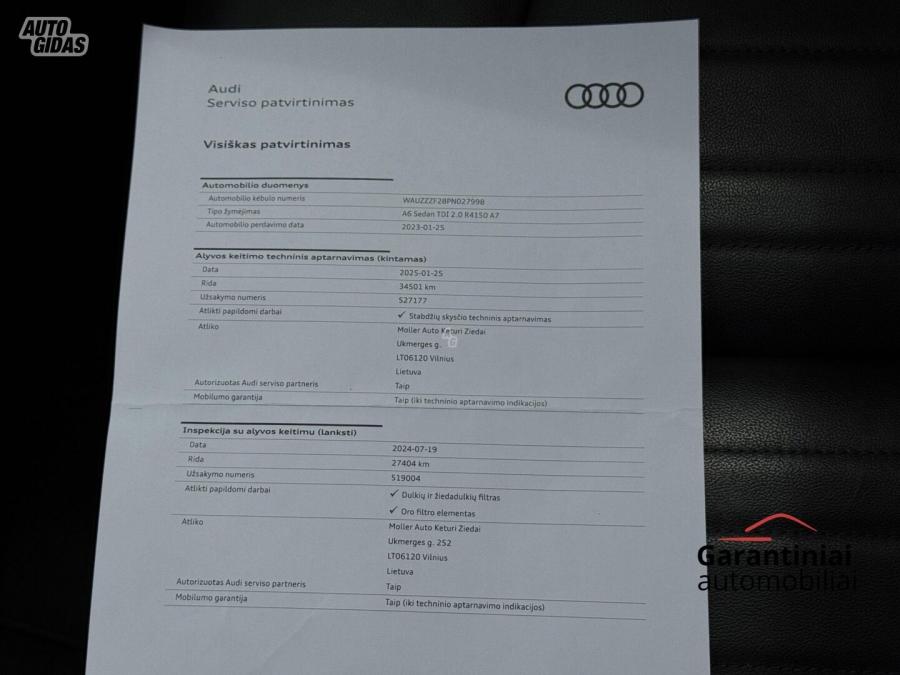 Melns Audi A6 2023 Avižieniai, ar dzinēja tilpumu 2.00 L un nobraukumu 66 tūkst. km par 32450 €, foto 29 vietnē AUTOMOTO.COM.LV
