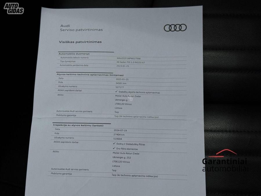 Melns Audi A6 2023 Avižieniai, ar dzinēja tilpumu 2.00 L un nobraukumu 68 tūkst. km par 29950 €, foto 29 vietnē AUTOMOTO.COM.LV