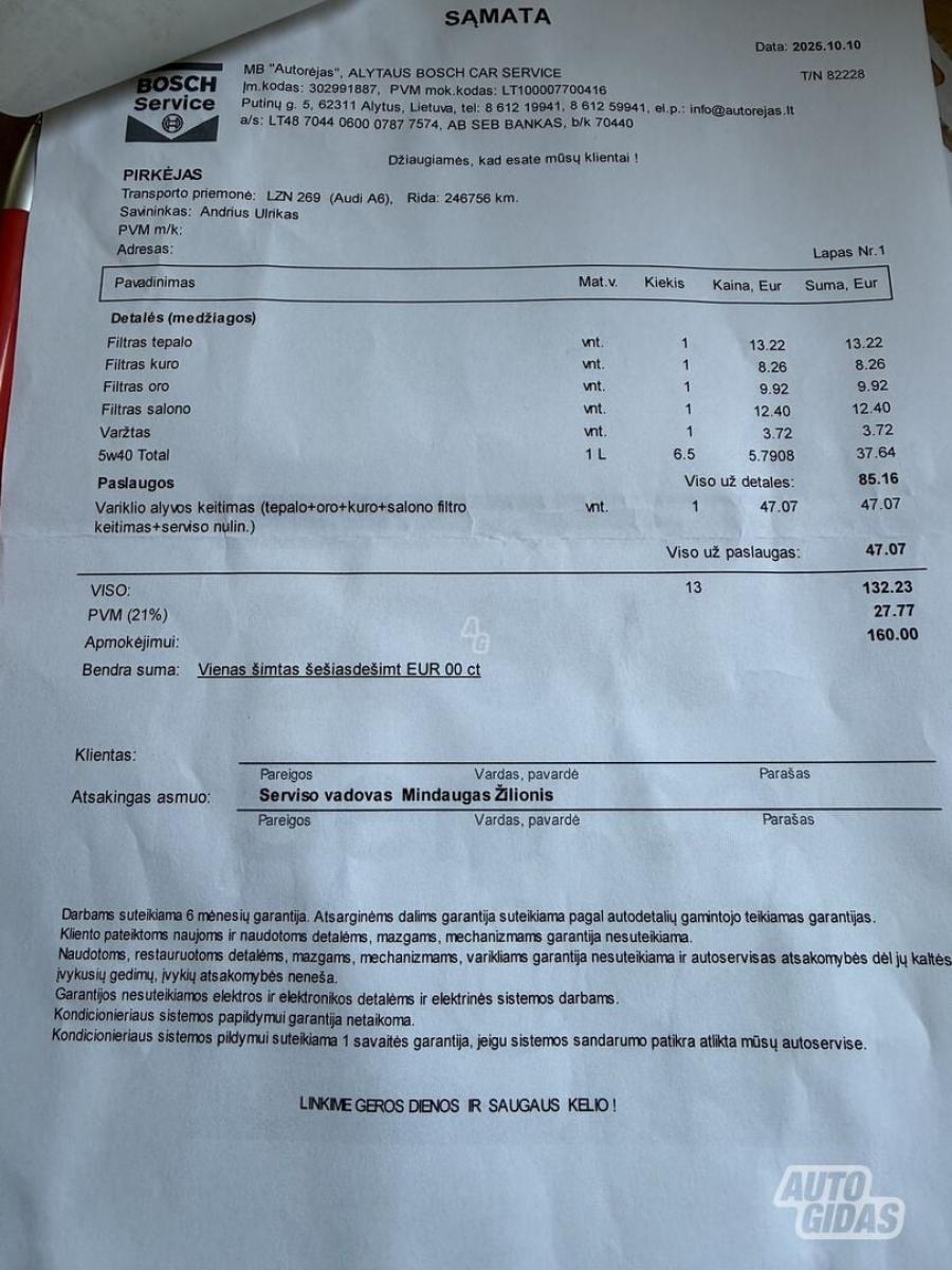 Melns Audi A6 2003 Alīta, ar dzinēja tilpumu 2.40 L un nobraukumu 245 tūkst. km par 1450 €, foto 20 vietnē AUTOMOTO.COM.LV