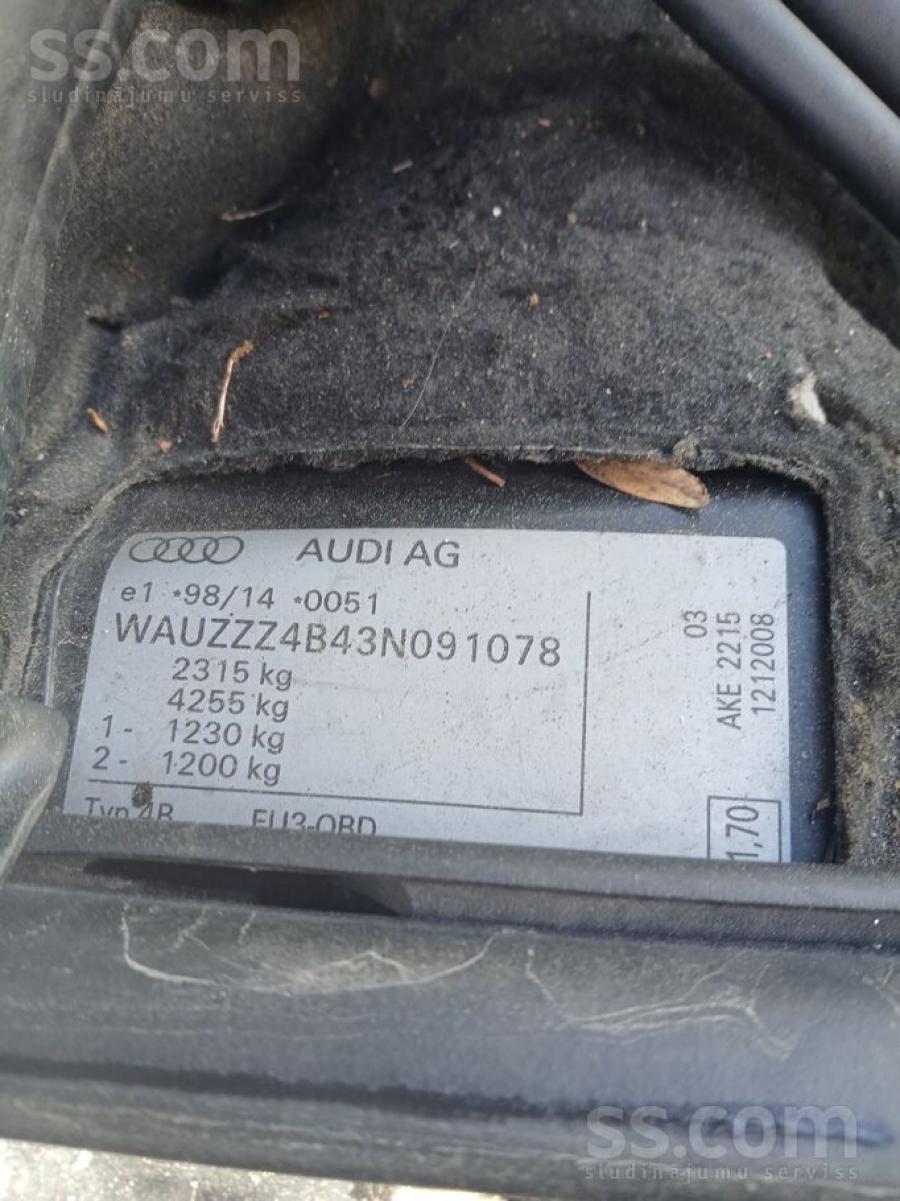 Melns Audi A6 2003 Alūksne, ar dzinēja tilpumu 2.50 L un nobraukumu 344 tūkst. km par 875 €, foto 14 vietnē AUTOMOTO.COM.LV