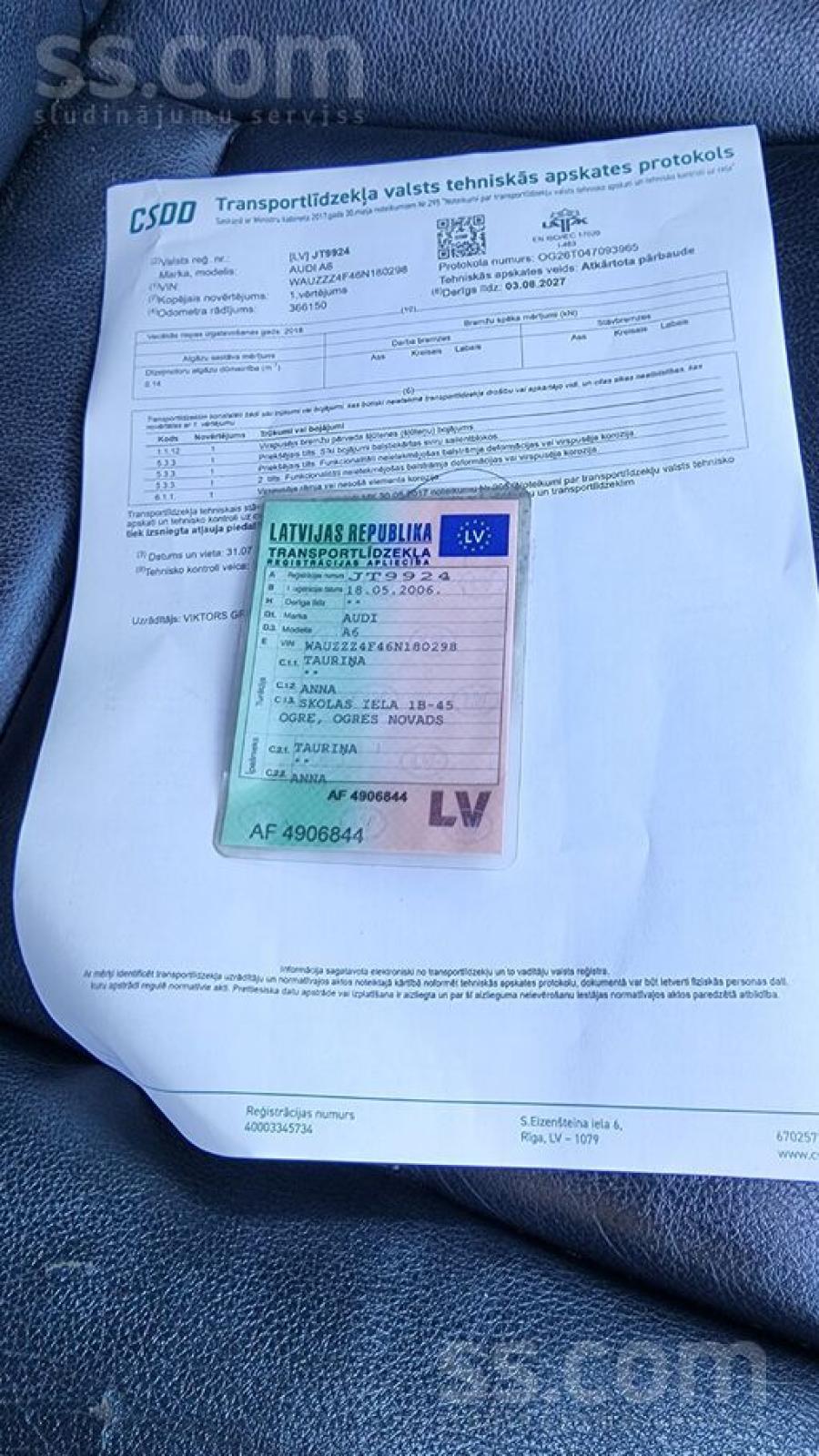 Черный Ауди А6 2006 в Огре, объемом двигателя 2.70 л и пробегом 362 тыс. км за 2390 €, фото 12 на AUTOMOTO.COM.LV