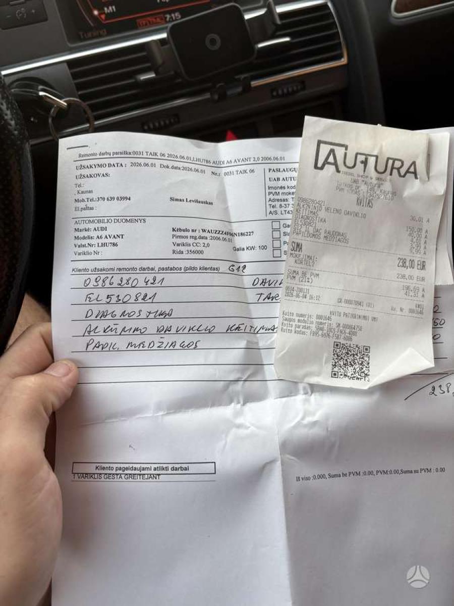 Melns Audi A6 2006 Kauņa, ar dzinēja tilpumu 1.97 L un nobraukumu 364 tūkst. km par 2500 €, foto 20 vietnē AUTOMOTO.COM.LV