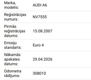 Black Audi A6 2007 in Riga, with an engine capacity of 3.00 L and mileage of 309 thousand km for 3990 €, photo 33 on AUTOMOTO.COM.LV