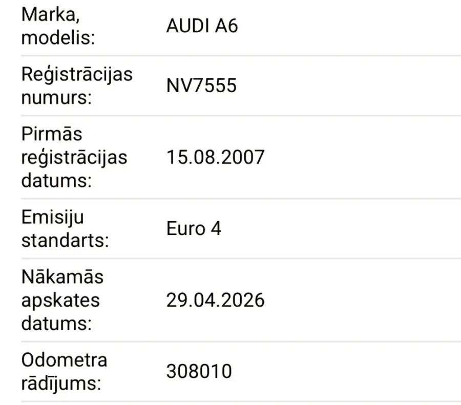 Black Audi A6 2007 in Riga, with an engine capacity of 3.00 L and mileage of 309 thousand km for 3990 €, photo 33 on AUTOMOTO.COM.LV