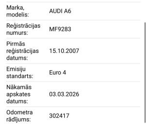 Black Audi A6 2007 in Riga, with an engine capacity of 3.00 L and mileage of 302 thousand km for 3990 €, photo 28 on AUTOMOTO.COM.LV