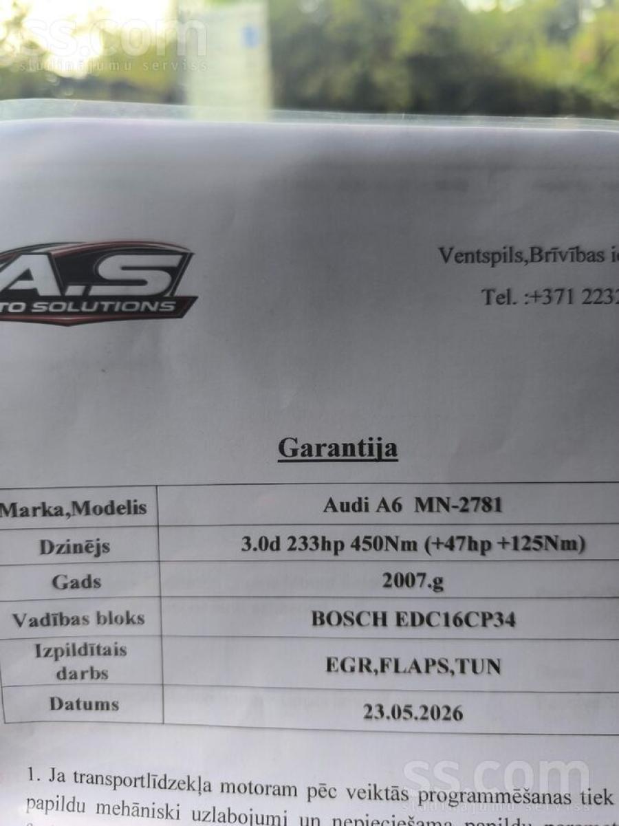 Черный Ауди А6 2007 в Юрмала, объемом двигателя 3.00 л и пробегом 334 тыс. км за 4500 €, фото 3 на AUTOMOTO.COM.LV