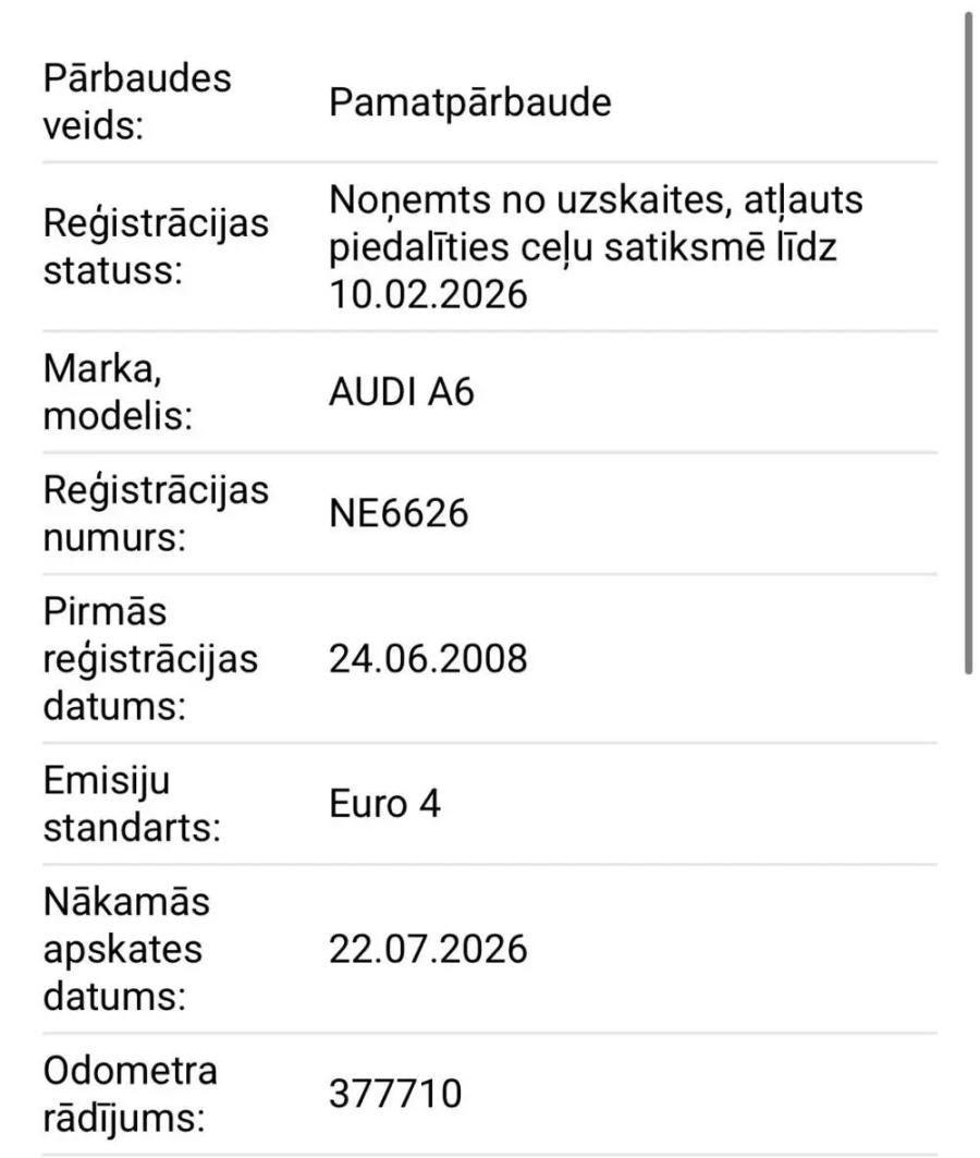 Black Audi A6 2008 in Riga, with an engine capacity of 3.00 L and mileage of 377 thousand km for 4990 €, photo 45 on AUTOMOTO.COM.LV