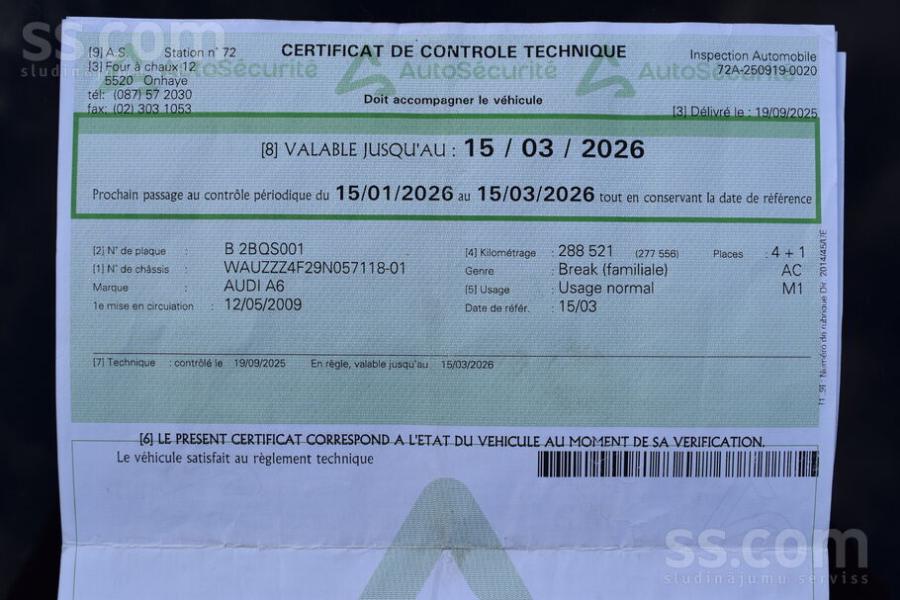 Черный Ауди А6 2009 в Даугавпилс, объемом двигателя 2.00 л и пробегом 265 тыс. км за 6450 €, фото 34 на AUTOMOTO.COM.LV