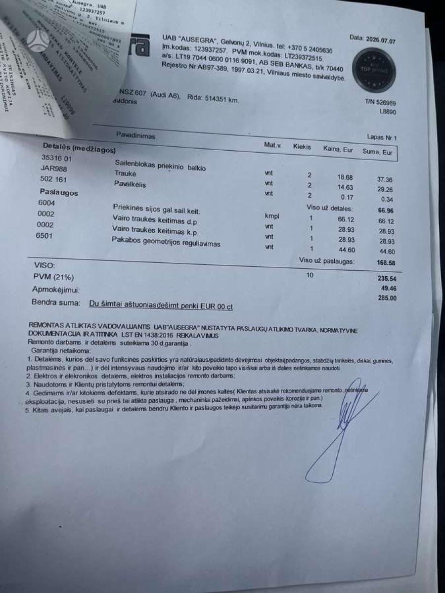 Melns Audi A6 2009 Viļņa, ar dzinēja tilpumu 2.97 L un nobraukumu 515 tūkst. km par 5000 €, foto 21 vietnē AUTOMOTO.COM.LV