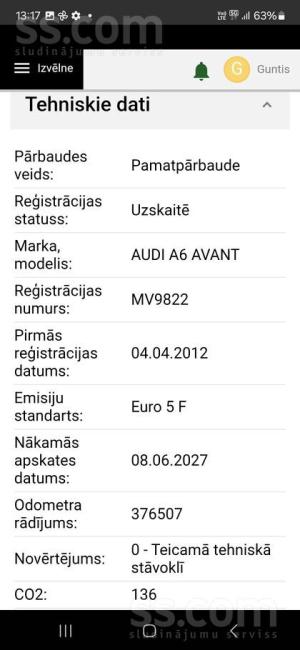 Черный Ауди А6 2012 в Валка, объемом двигателя 3.00 л и пробегом 376 тыс. км за 8500 €, фото 10 на AUTOMOTO.COM.LV