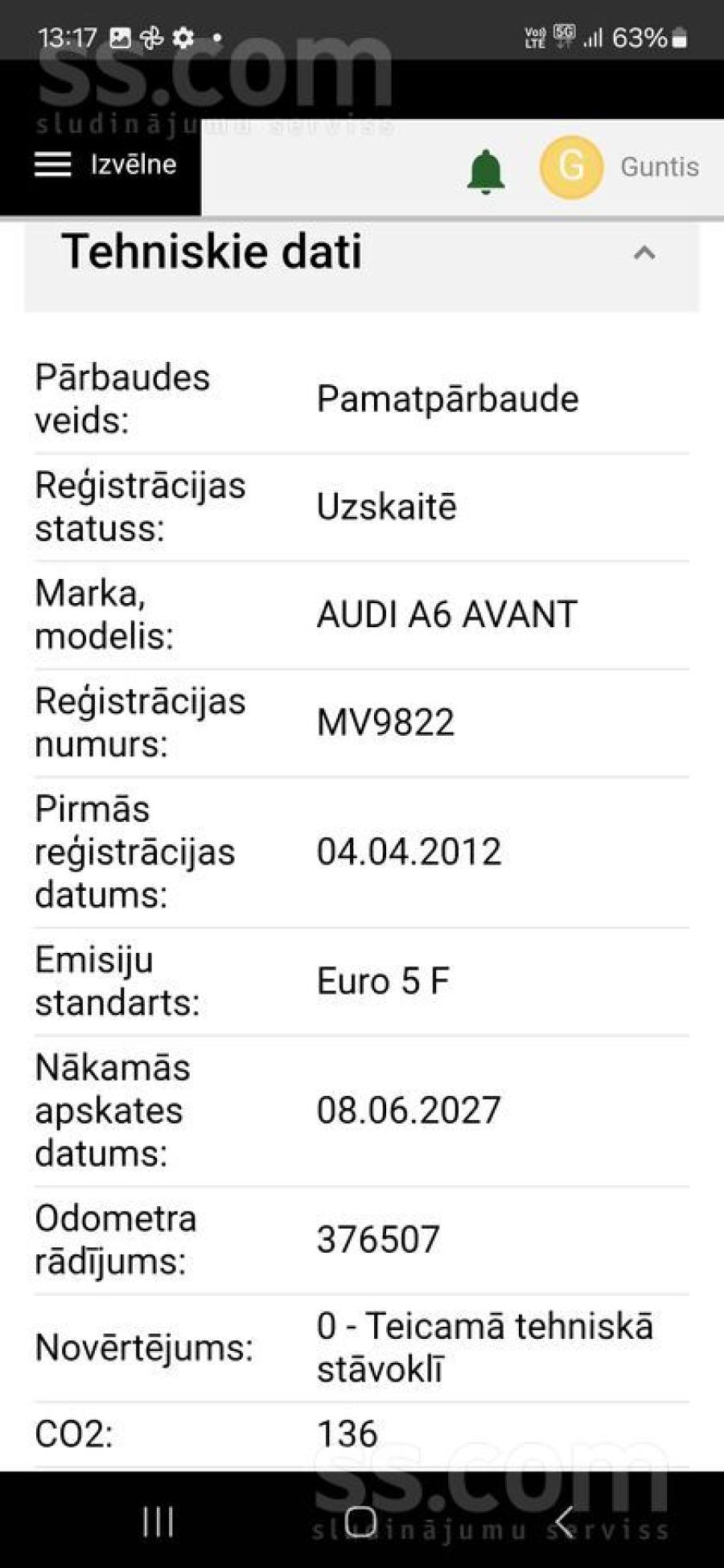 Черный Ауди А6 2012 в Валка, объемом двигателя 3.00 л и пробегом 376 тыс. км за 8500 €, фото 10 на AUTOMOTO.COM.LV
