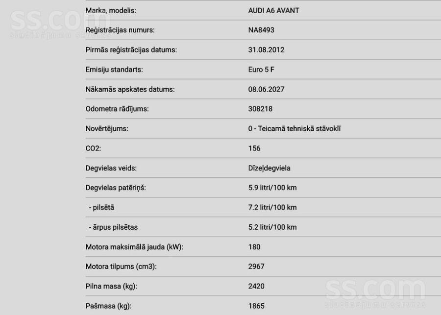Черный Ауди А6 2012 в Рига, объемом двигателя 3.00 л и пробегом 0 тыс. км за 9990 €, фото 33 на AUTOMOTO.COM.LV