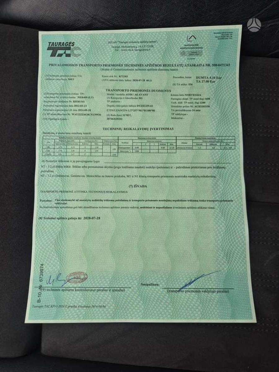Черный Ауди А6 2012 в Таураге, объемом двигателя 1.97 л и пробегом 313 тыс. км за 9000 €, фото 18 на AUTOMOTO.COM.LV