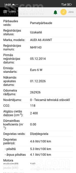 Melns Audi A6 2014 Jūrmala, ar dzinēja tilpumu 2.00 L un nobraukumu 263 tūkst. km par 11900 €, foto 16 vietnē AUTOMOTO.COM.LV