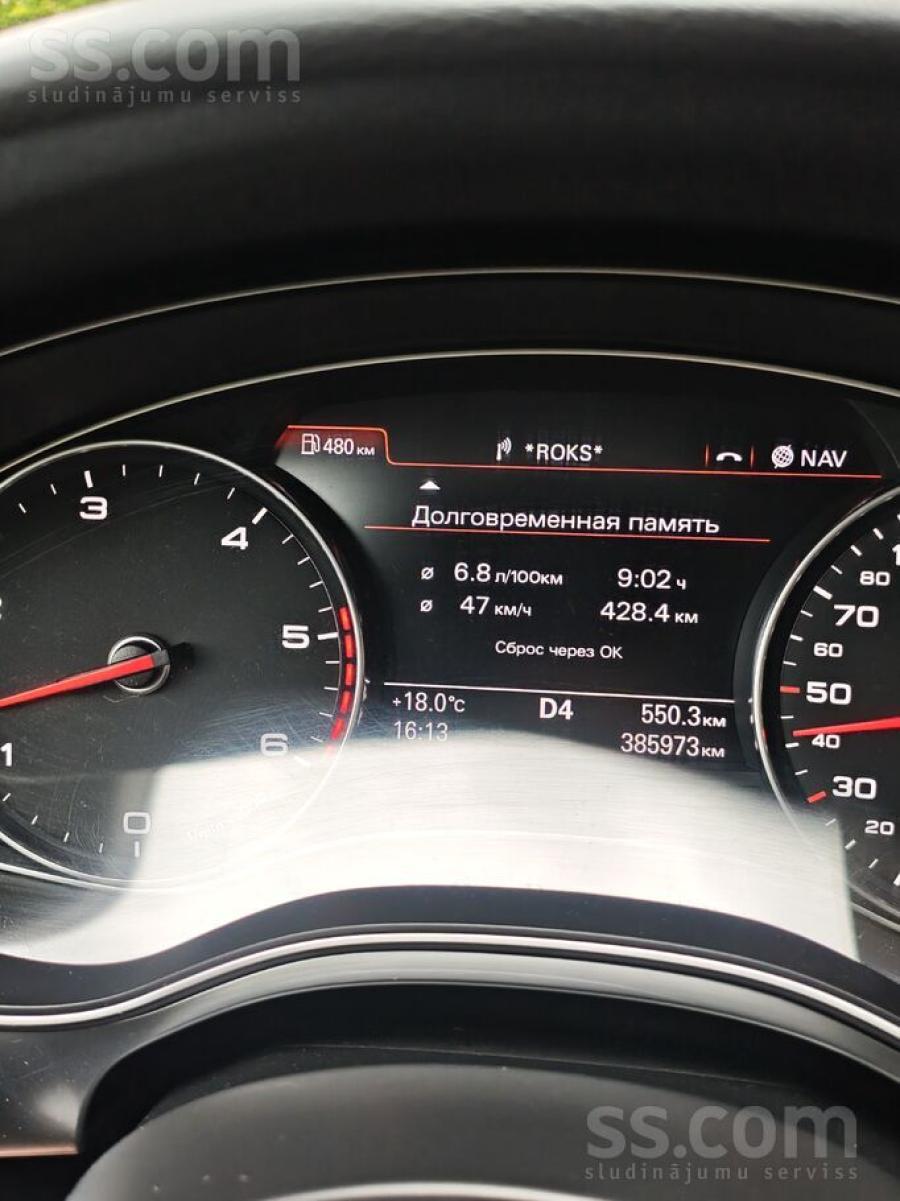 Black Audi A6 2014 in Riga, with an engine capacity of 3.00 L and mileage of 385 thousand km for 13600 €, photo 8 on AUTOMOTO.COM.LV