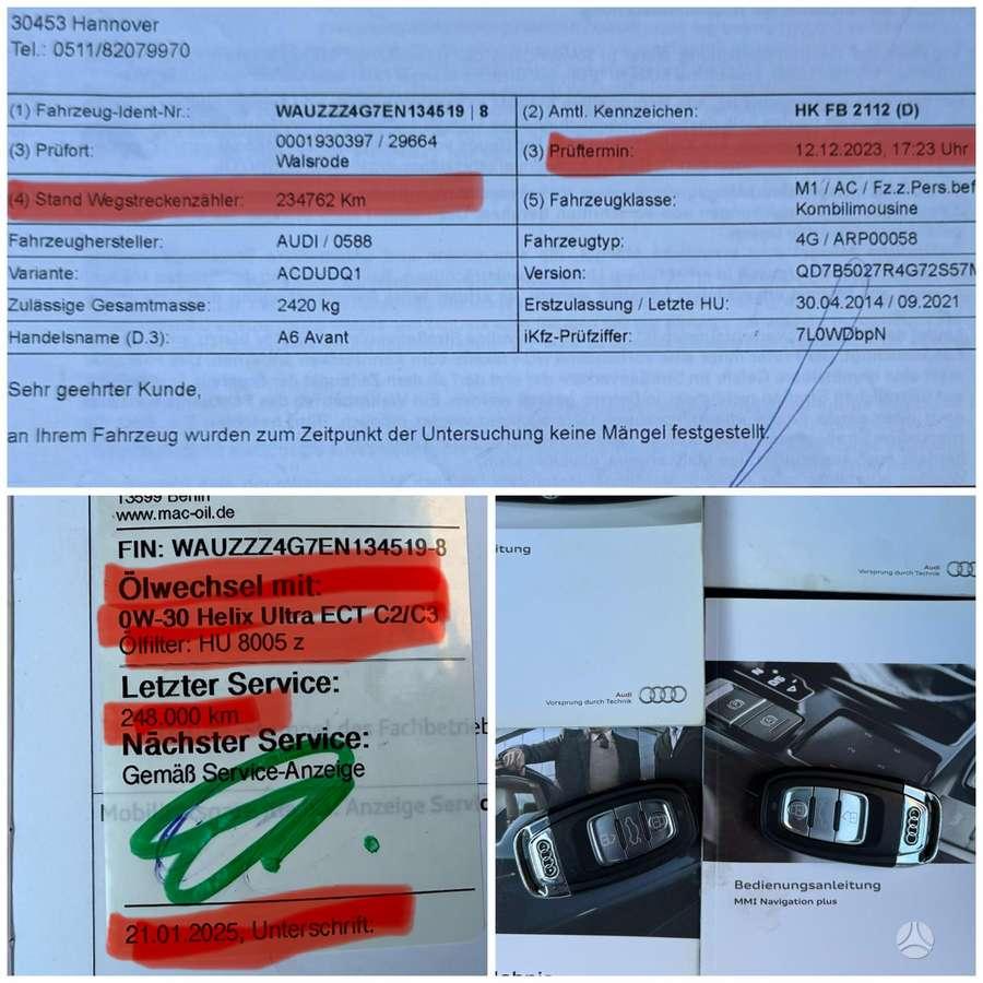 Black Audi A6 2014 in Vilnius, with an engine capacity of 3.00 L and mileage of 268 thousand km for 10750 €, photo 8 on AUTOMOTO.COM.LV